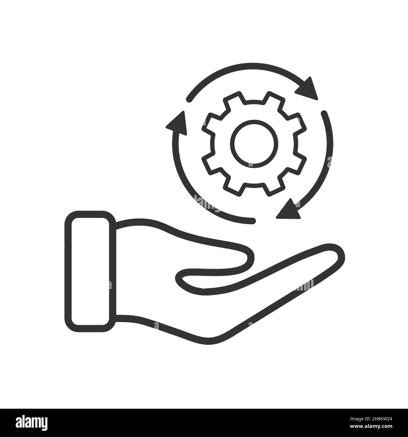 Hand holding a gear icon Stock Vector Image & Art - Alamy