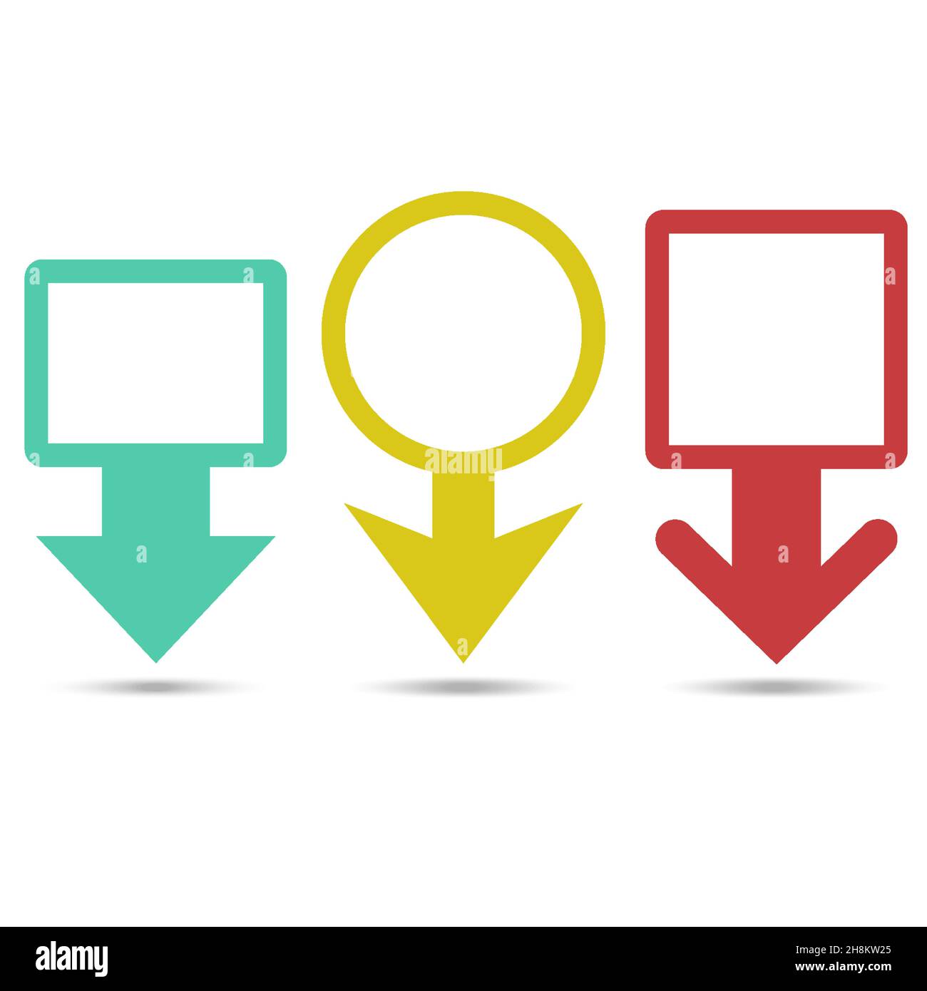 color buttons ,outline frame. down arrows. Infographic design element ...