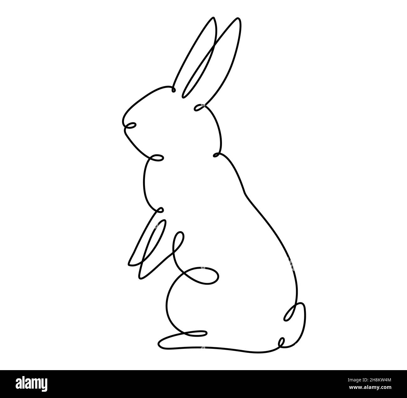 Easter bunny continuous one line drawing. Rabbit simple image ...