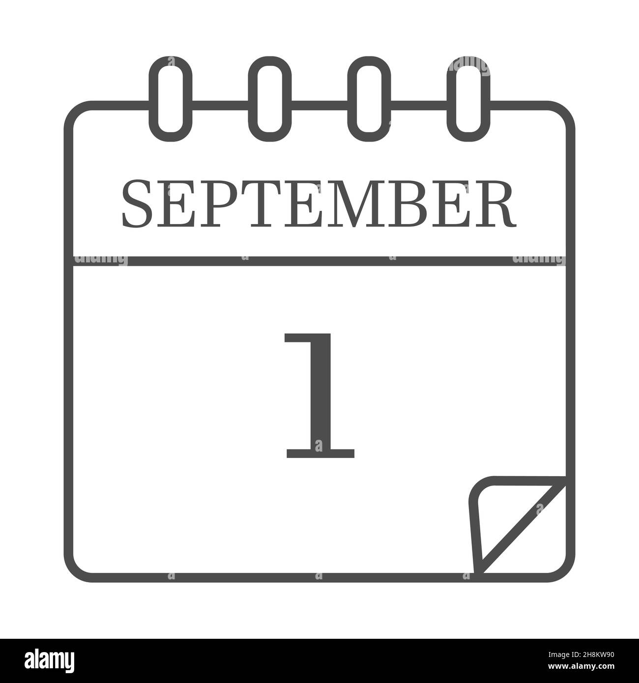 calendar vector icon, date 1 September, outline icon on white ...