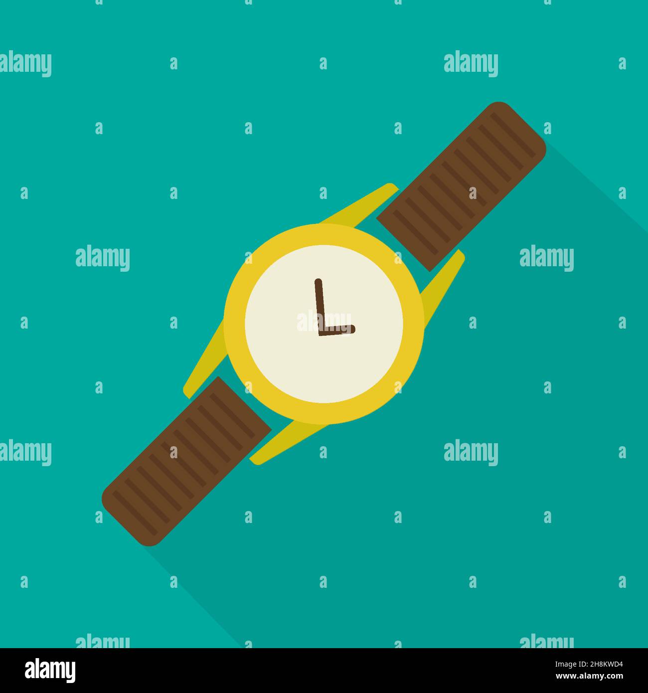 watch symbol on blue background with a long shadow Stock Vector Image ...