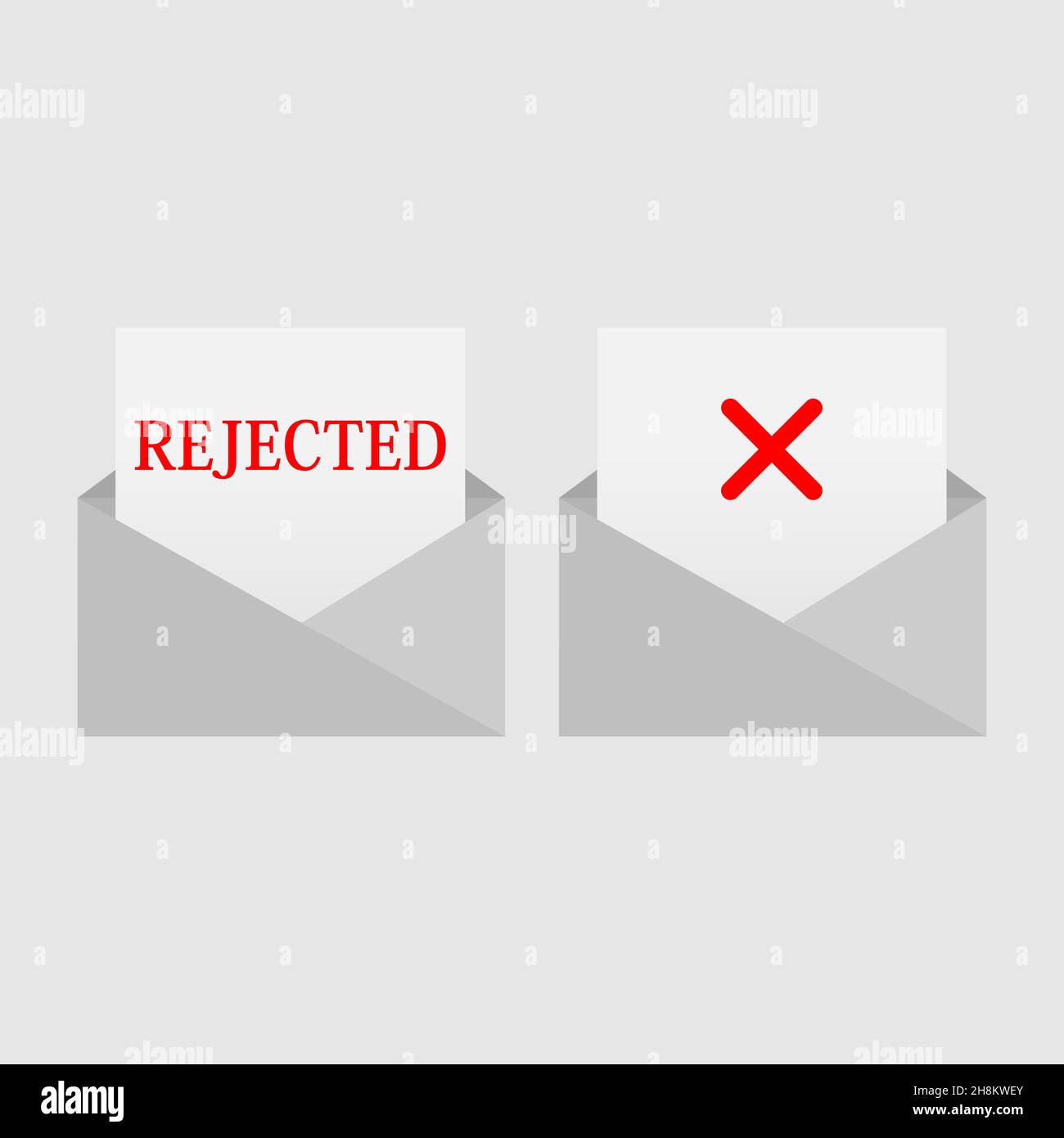 Envelope with Rejected letter on the white background. Vector ...