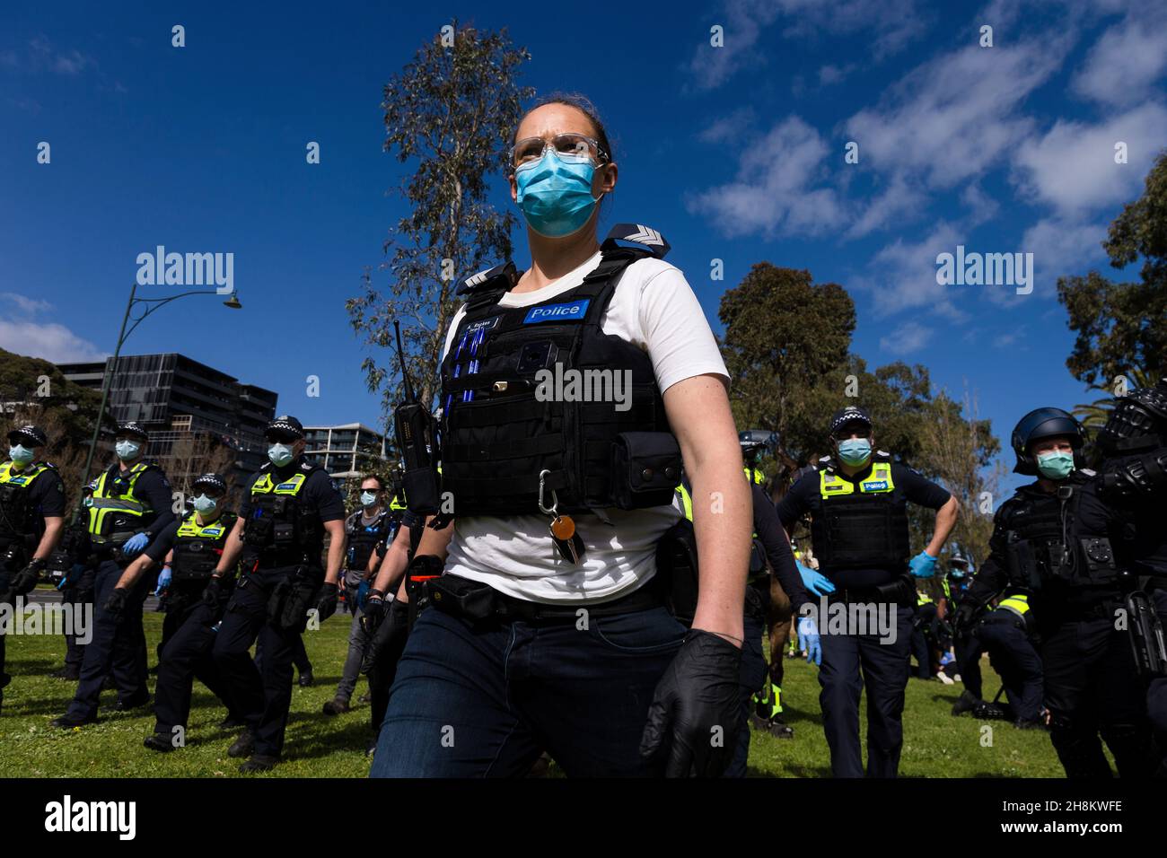 Media police officer stage hi-res stock photography and images - Alamy