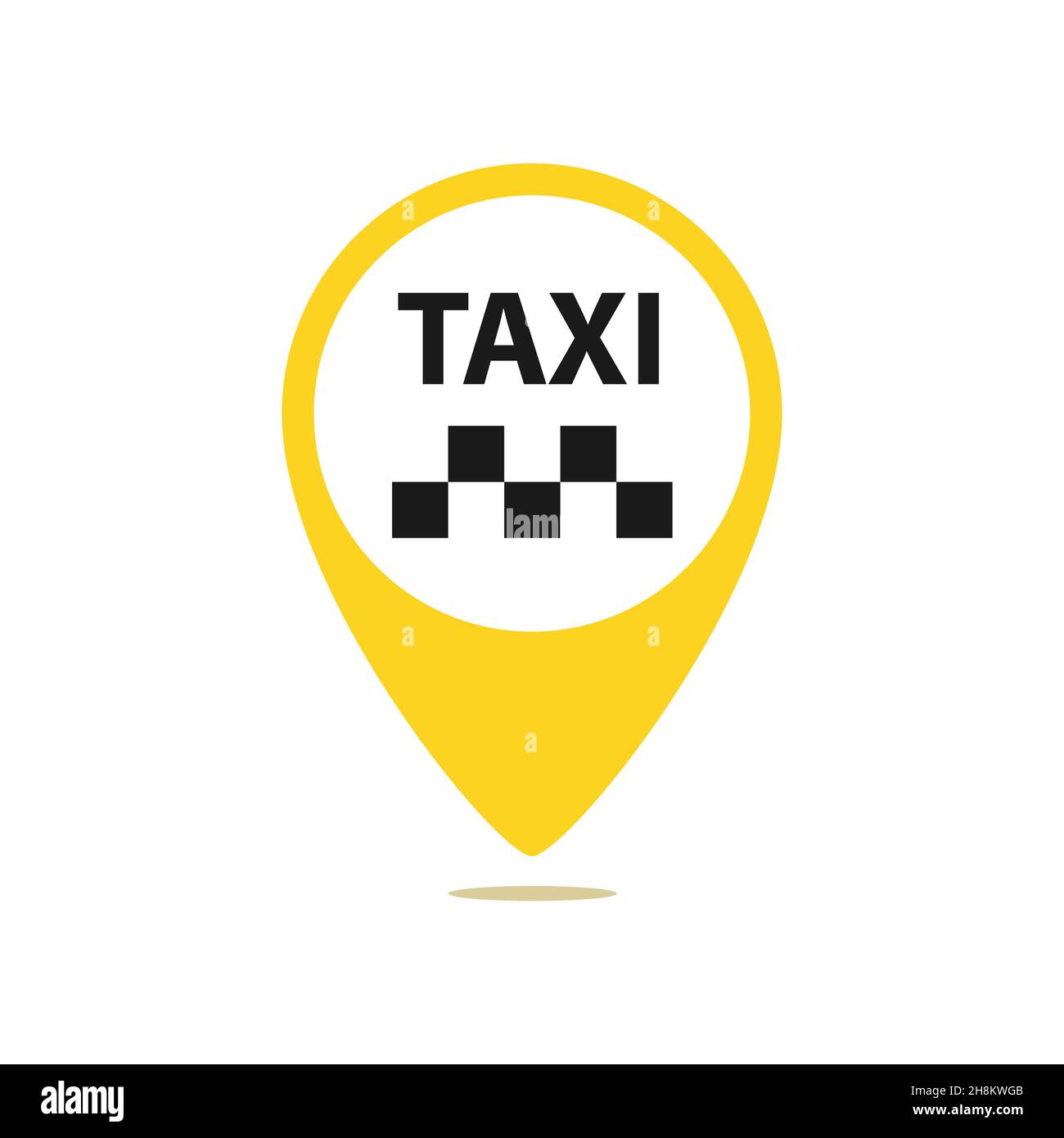 Gps pointer map with taxi icon. Yellow round shapes on white background ...