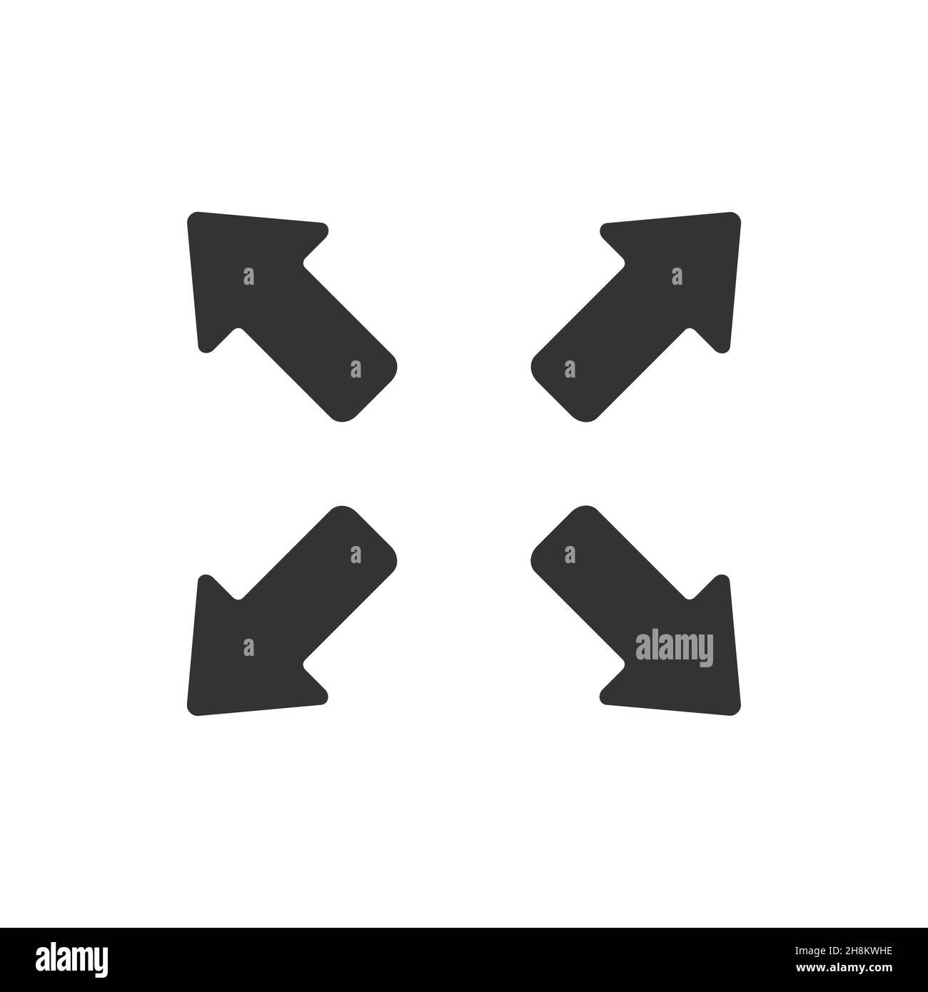 Four arrows pointing from the center vector sign isolated on white ...