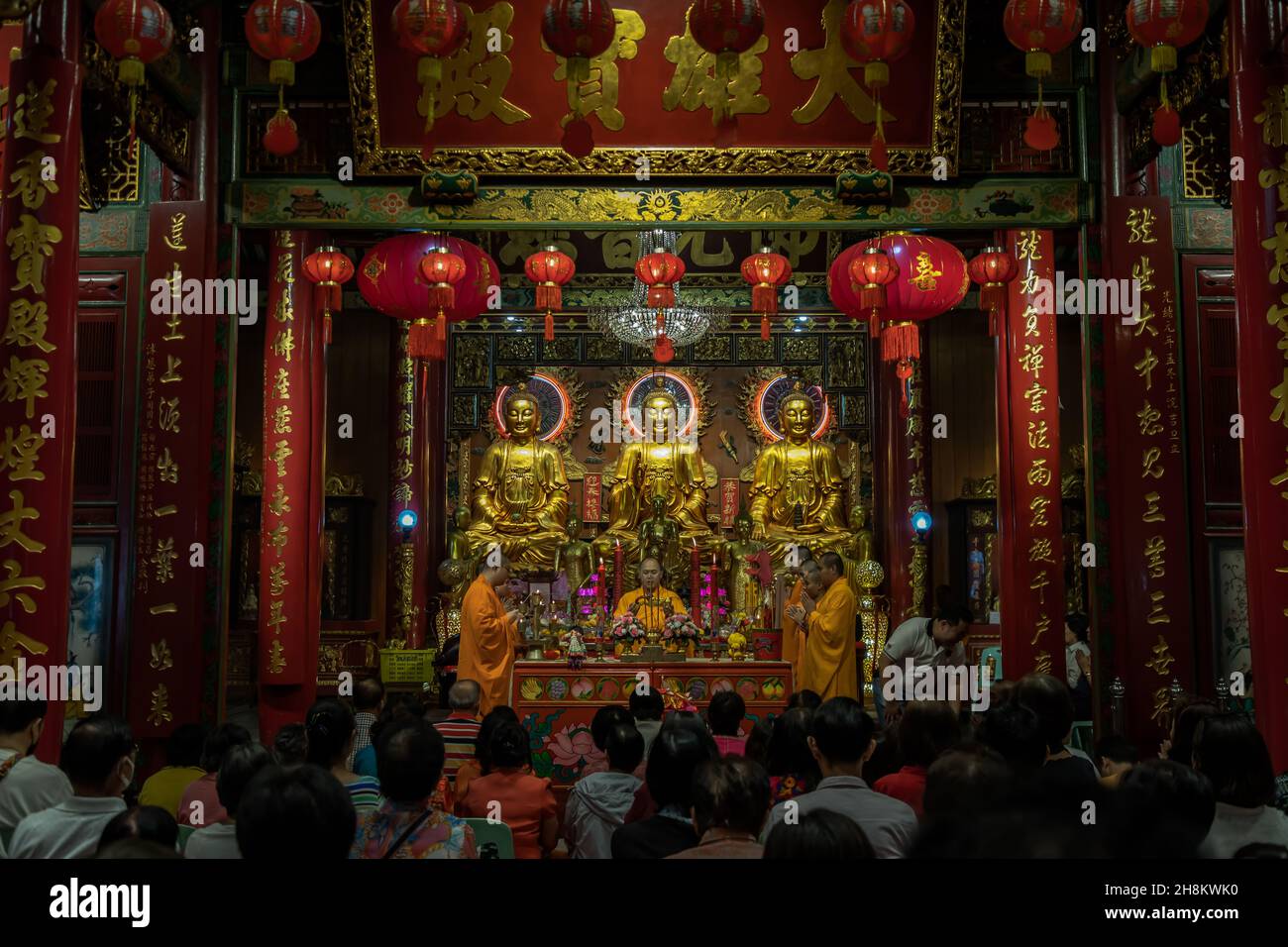 Bangkok, Thailand - 16 Feb 2020 : Chinese monks chanting mantras and ...