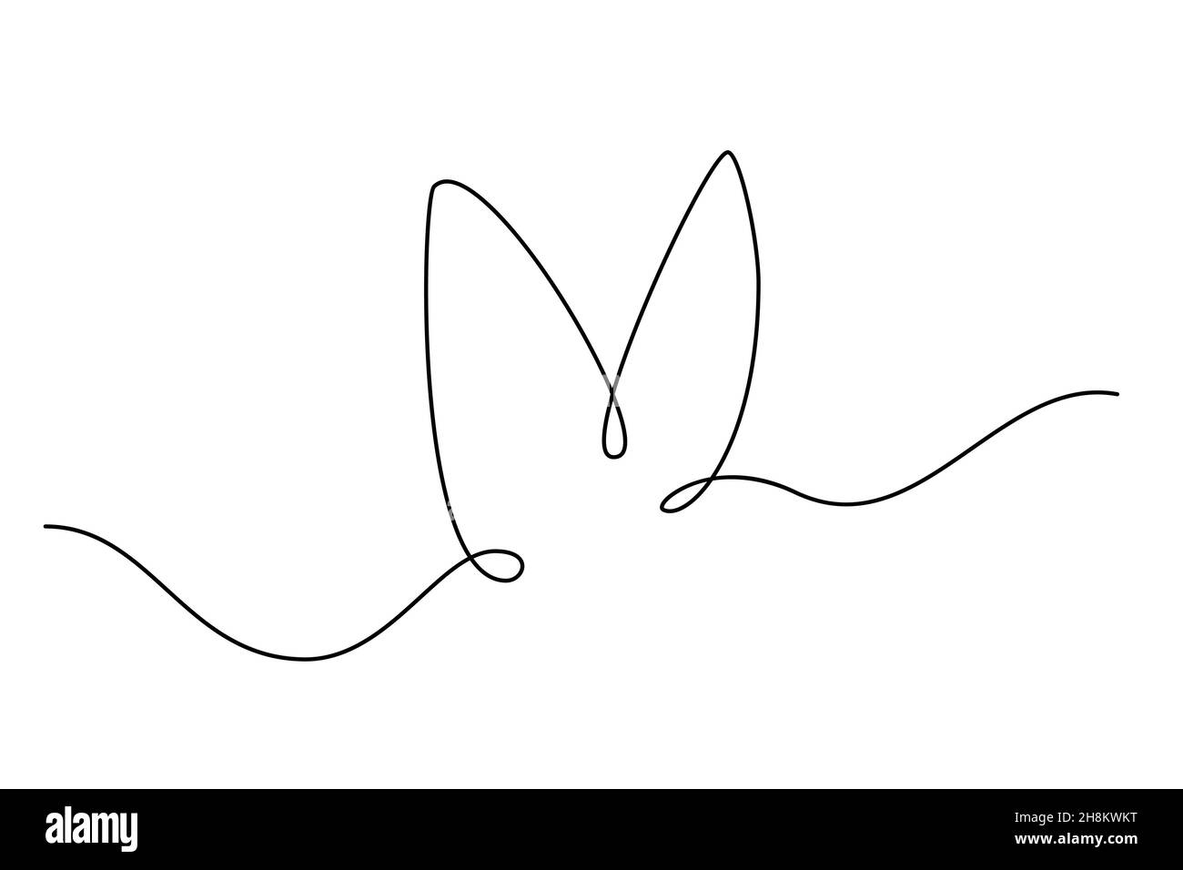 Easter bunny ears continuous one line drawing. Rabbit simple image ...
