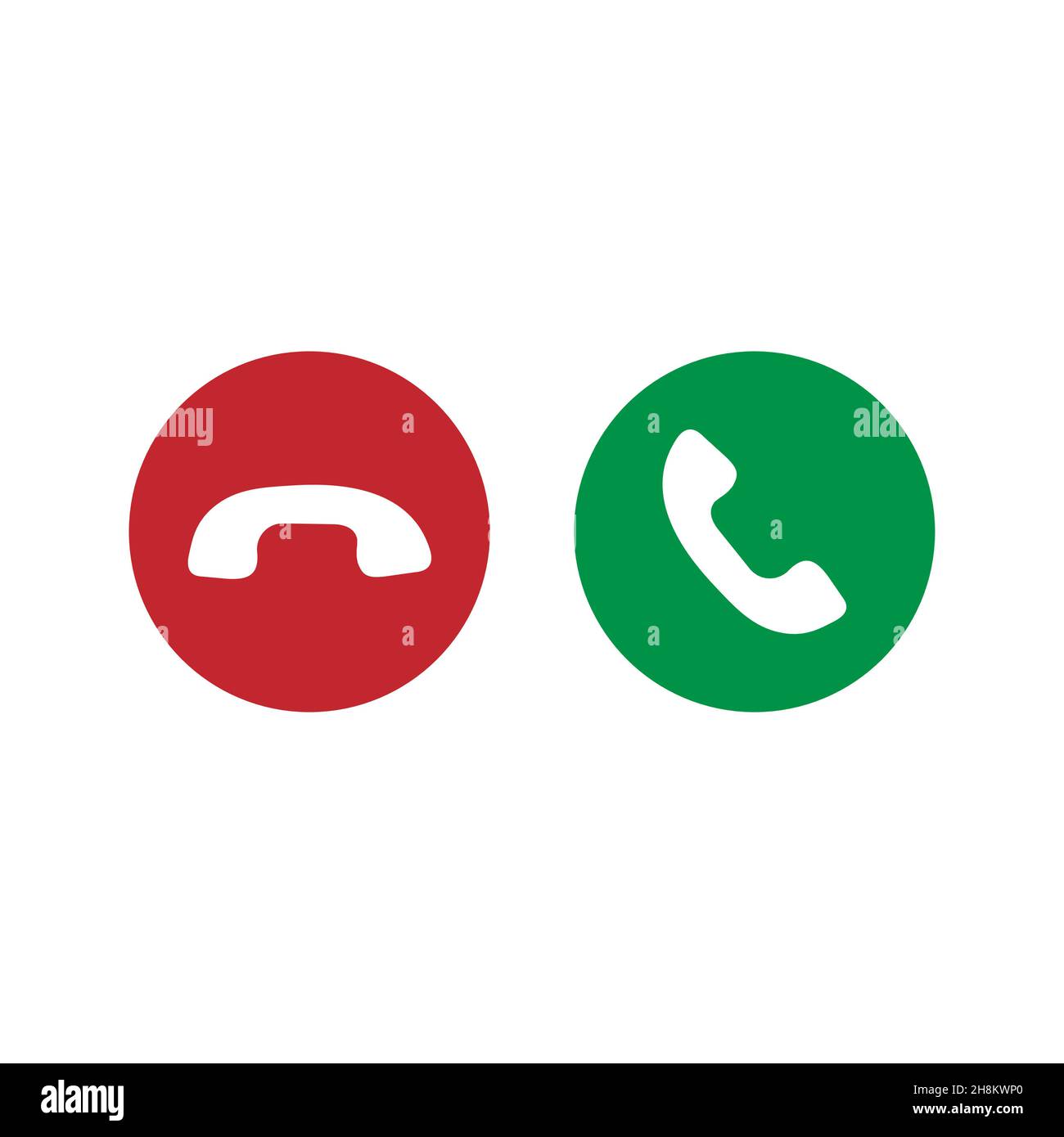 Phone call icon set with green call out button and red button call ...
