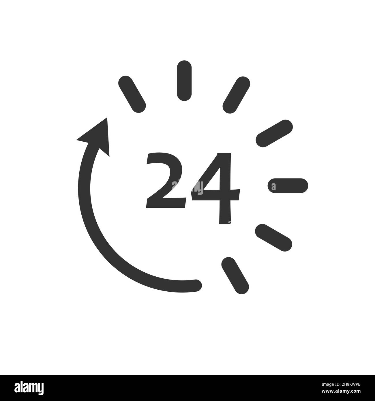 24 hour circle arrow servise icon. Time icon. Flat vector illustration ...