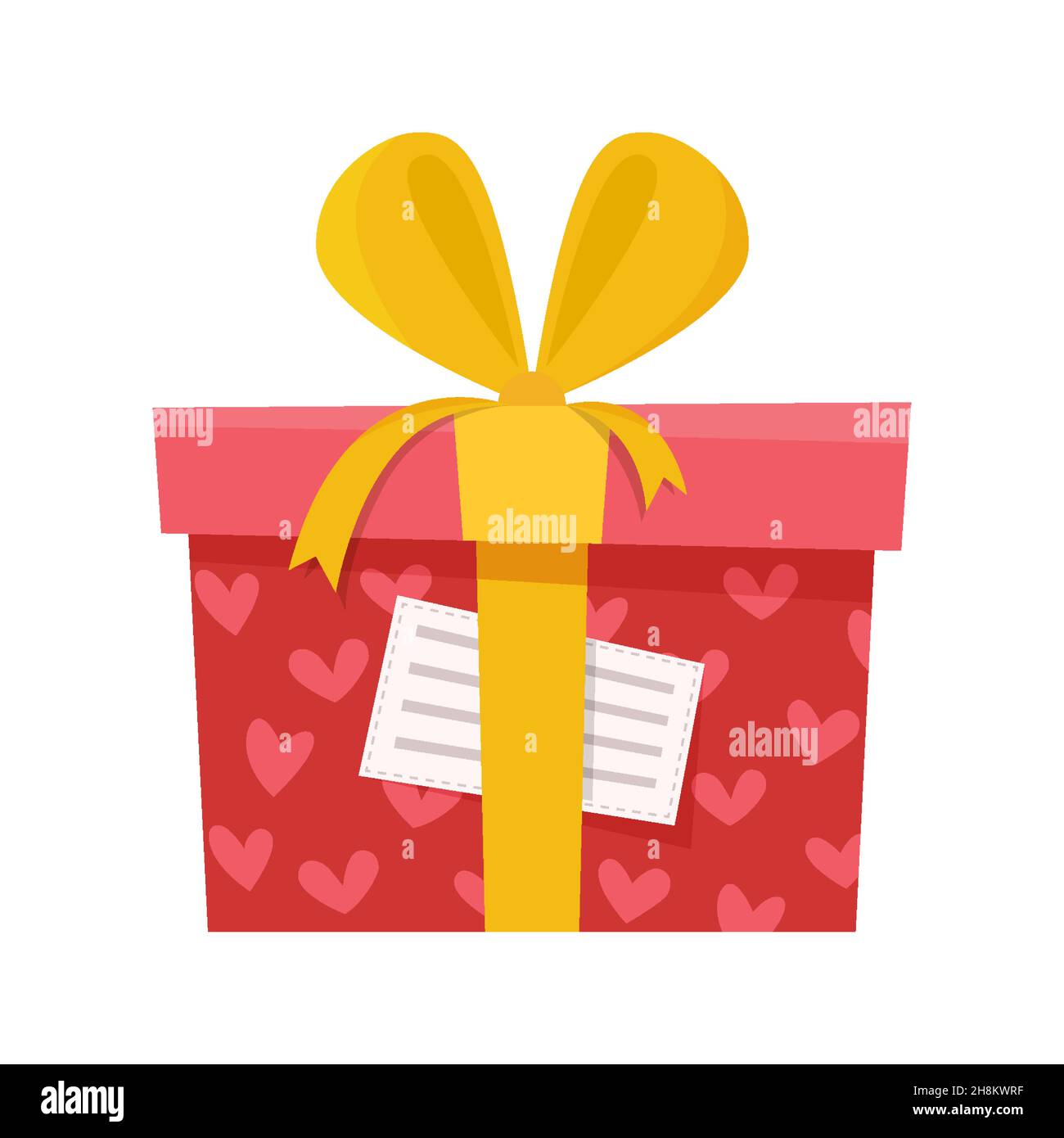 Gift box with a postcard. Vector illustration in flat cartoon style ...