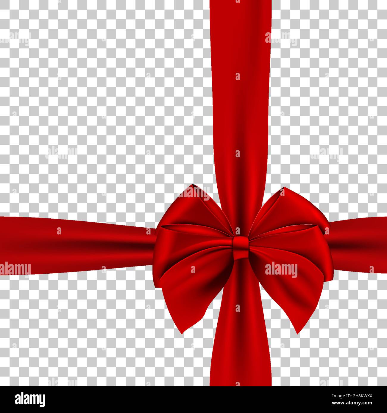 Realistic red bow and ribbon isolated on transparent background ...