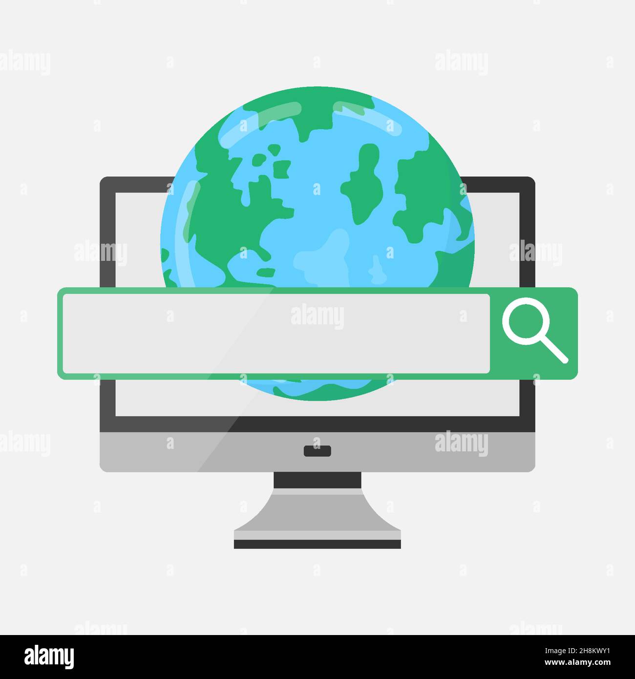 Conceptual illustration for searching the internet. laptop with search ...