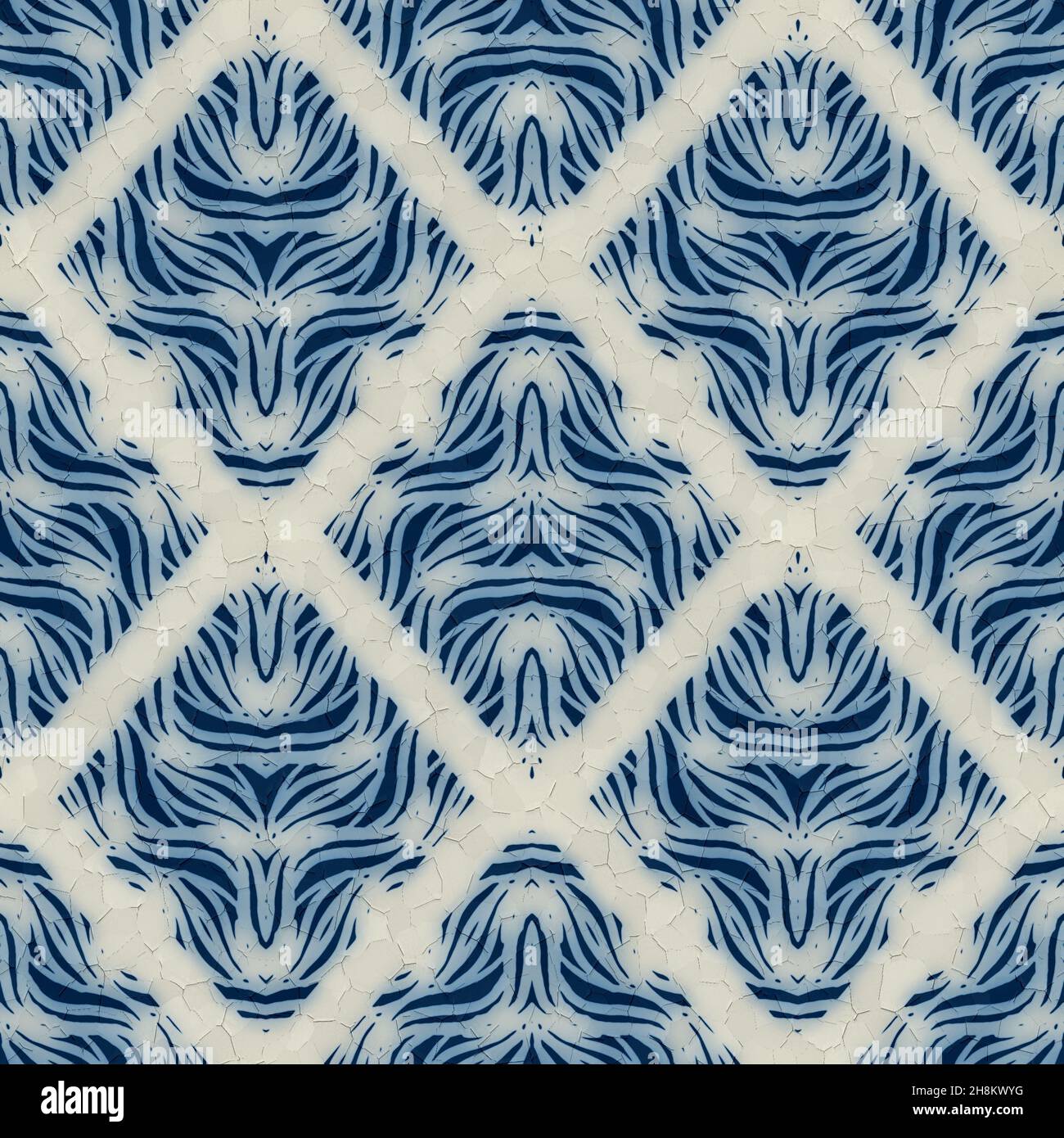 Seamless blue and white ceramic tile ornate damask pattern for surface ...