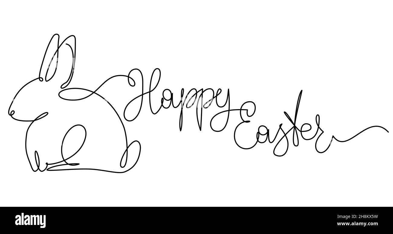 Easter bunny continuous one line drawing. Rabbit simple image ...