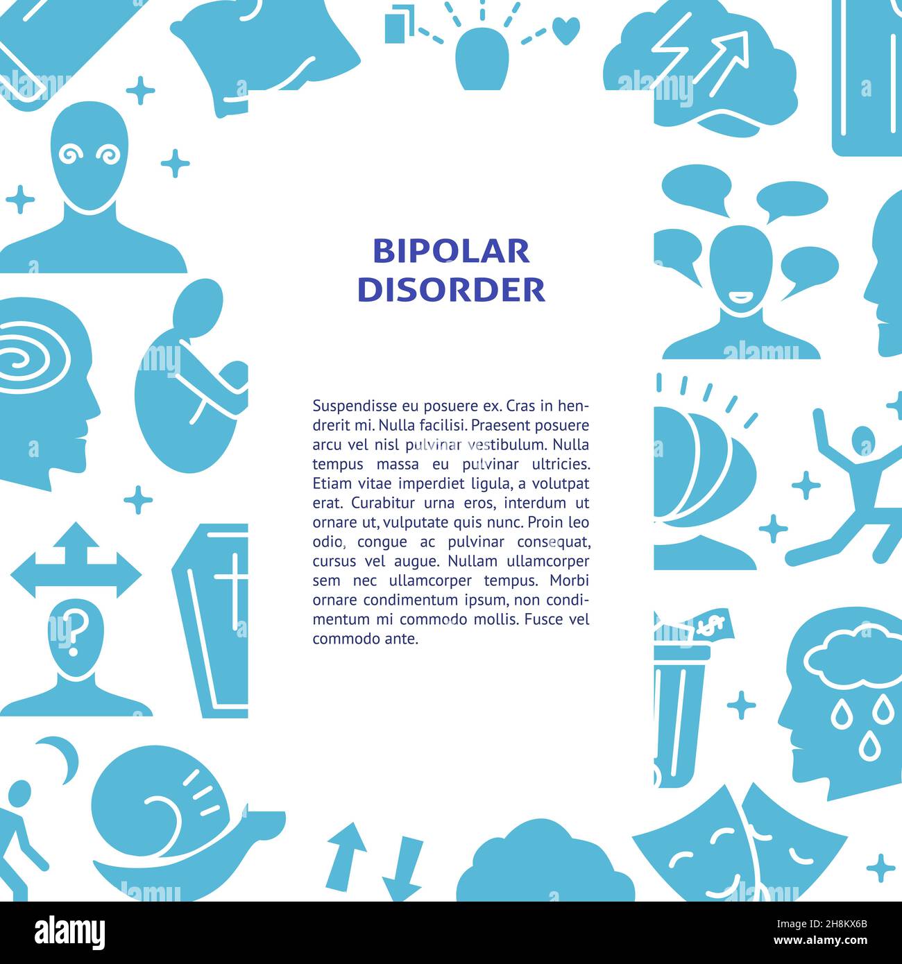 Bipolar disorder banner with place for text. Mood disorder poster in ...