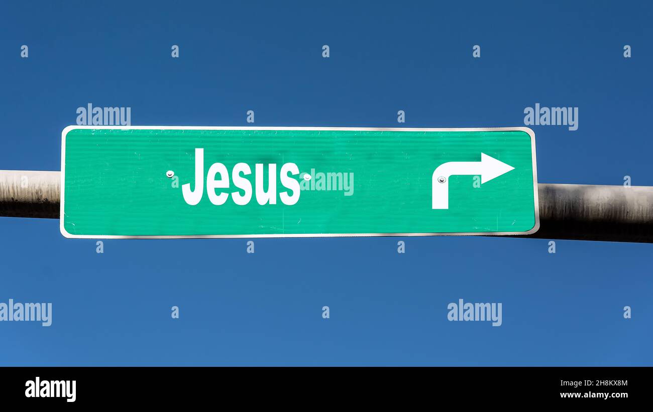Street Sign the Direction Way to Jesus Stock Photo - Alamy