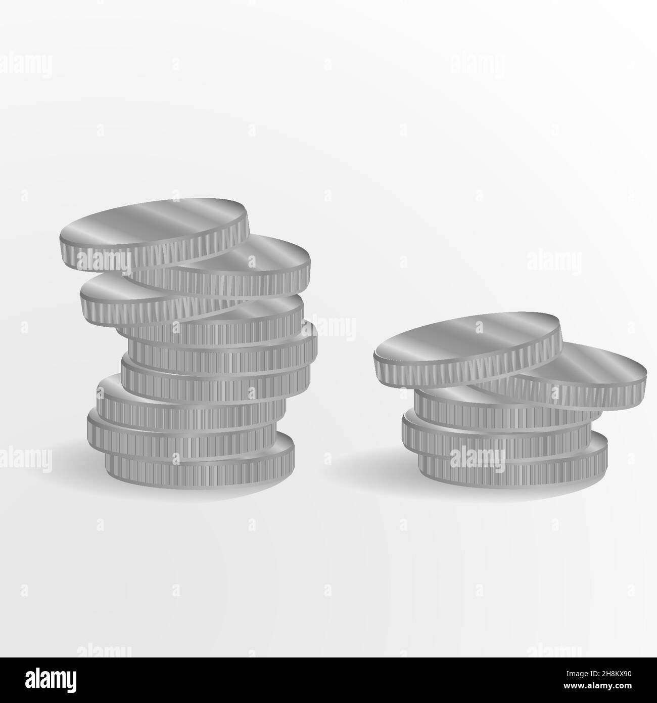Stack of silver coins, vector illustration on a white background Stock ...