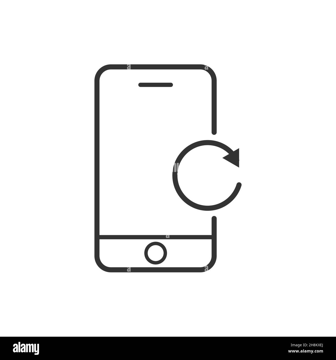 Smartphone reload button linear icon. Thin line illustration. Vector ...