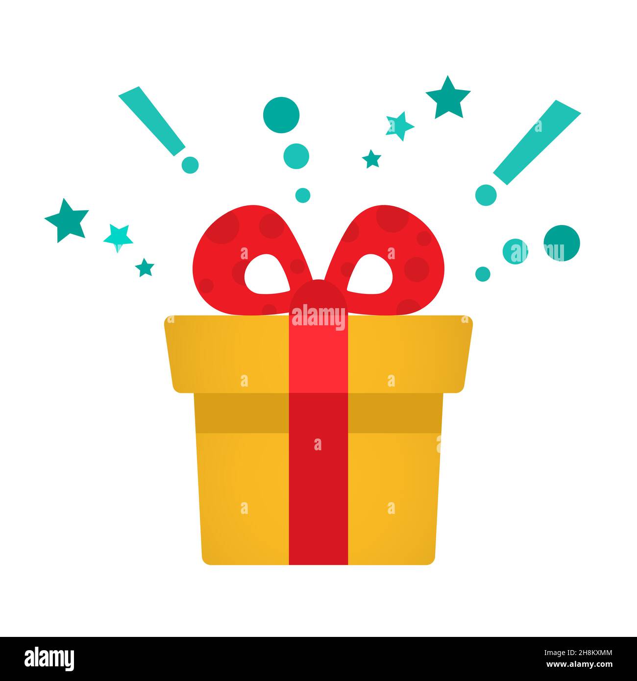 Delight present, surprise yellow gift box, birthday celebration ...