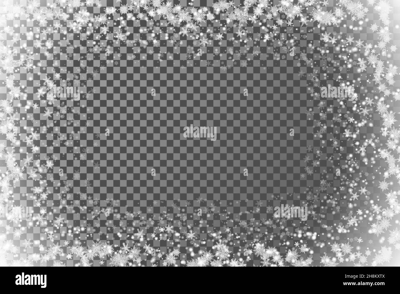 Snowfall. A lot of snow on a transparent background. Christmas winter ...