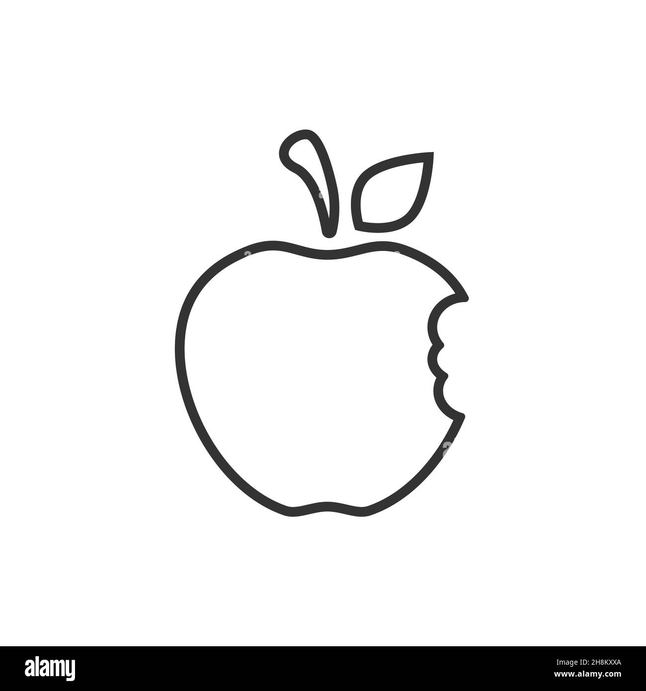 Bitten Apple Drawing Outline