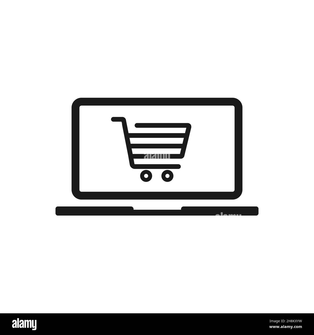 laptop with shopping cart icon Online shopping symbol,vector icon Stock ...