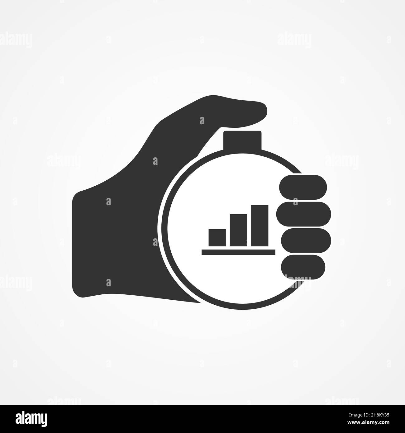 Icon of man's hand holding stopwatch with graph Stock Vector Image ...