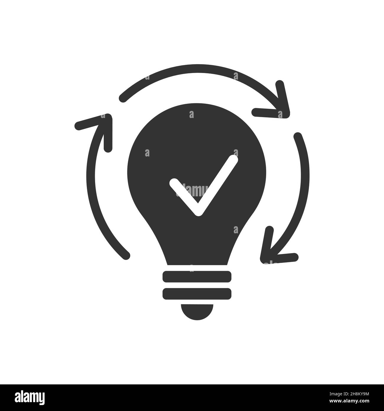 Check Mark In Light Bulb Icon. Idea concept vector icon Stock Vector ...