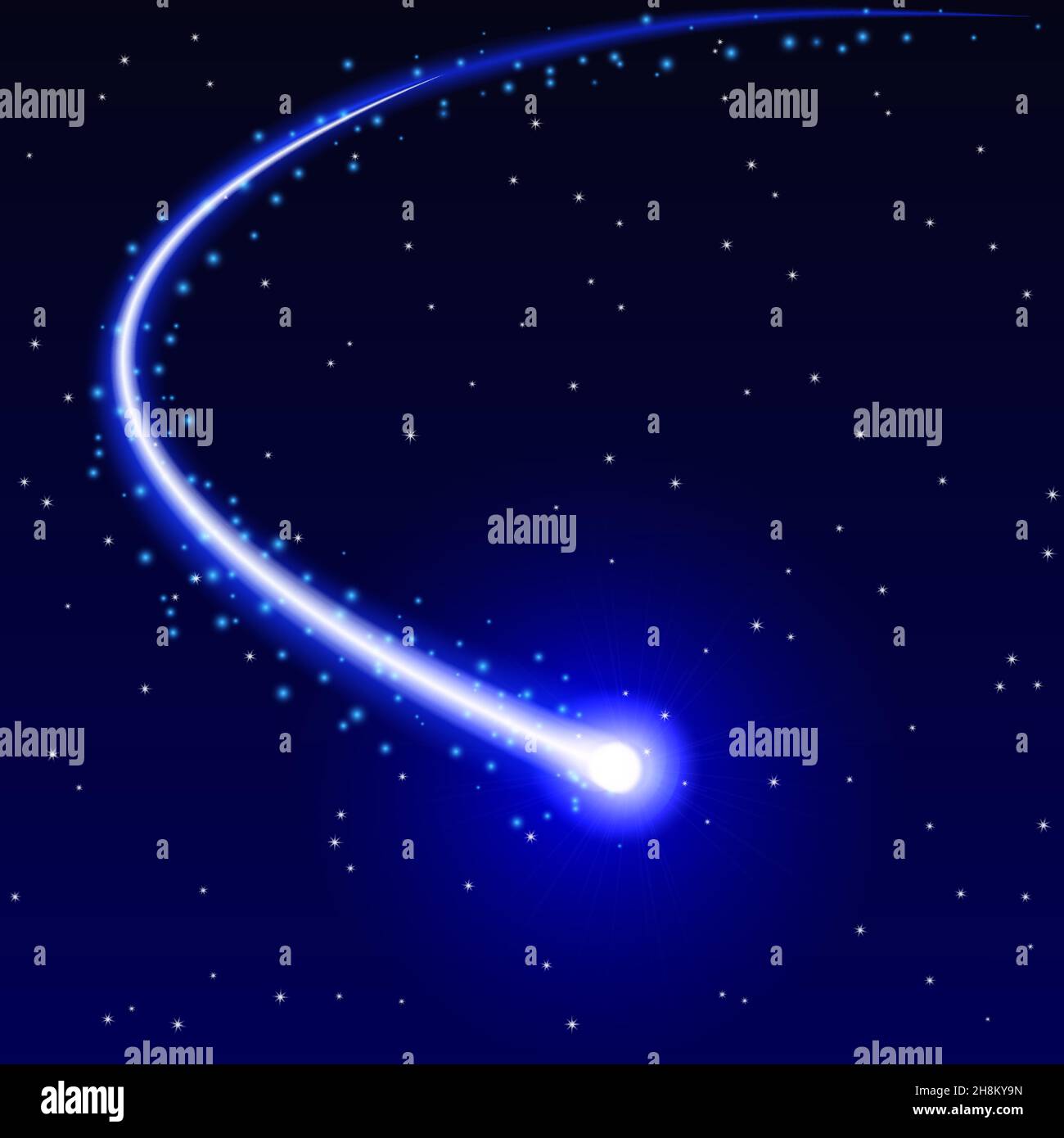 Comet or fire ball. Sparkling falling star. Stardust trail. Cosmic glittering wave. Stock vector ...