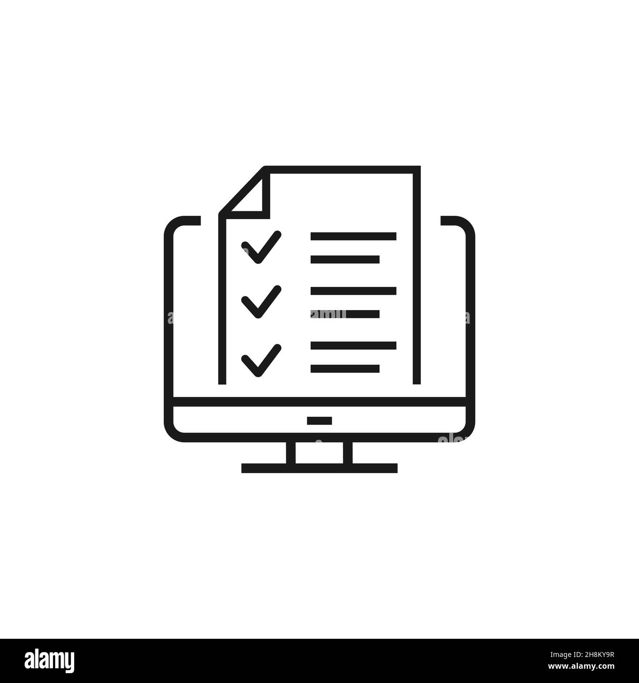 Checklist on the computer screen. Isolated vector illustration in flat ...