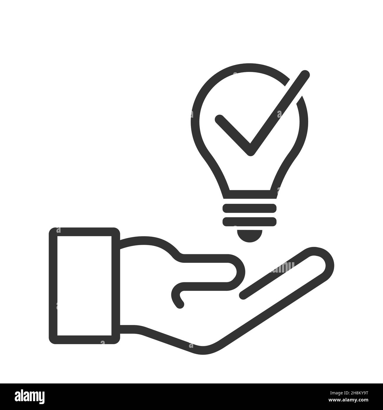 Idea concept. Check Mark In Light Bulb Icon Stock Vector Image & Art ...