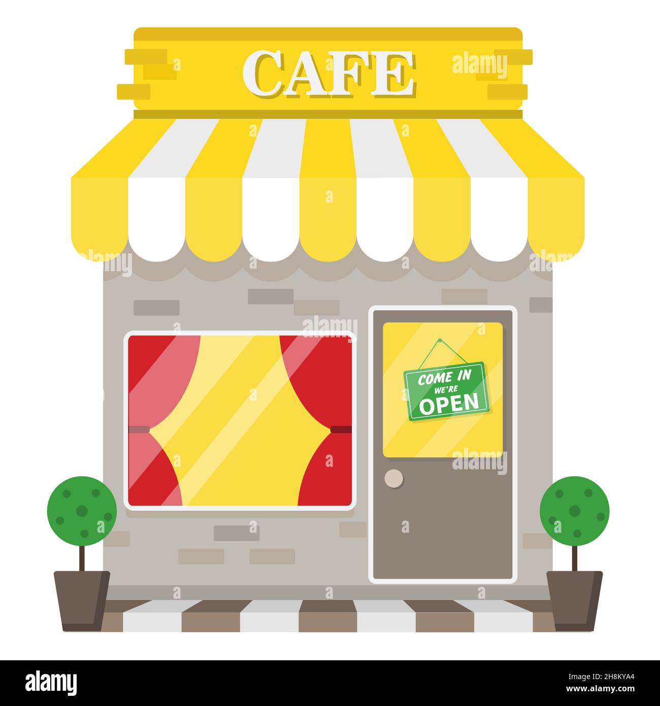 cafe building in city space with road on flat syle background concept ...