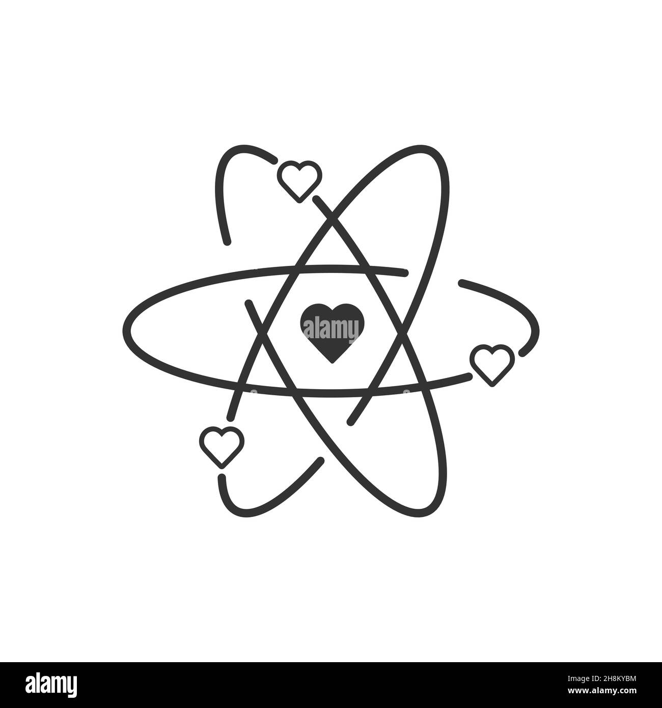 Atom with electrons in heart shape in flat design. Vector illustration Stock Vector Image & Art ...