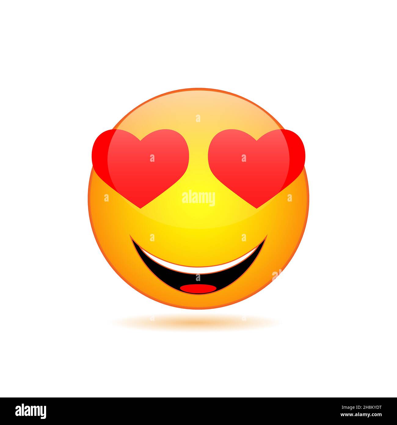 Smiling emoticon face with heart eyes vector image Stock Vector Image ...