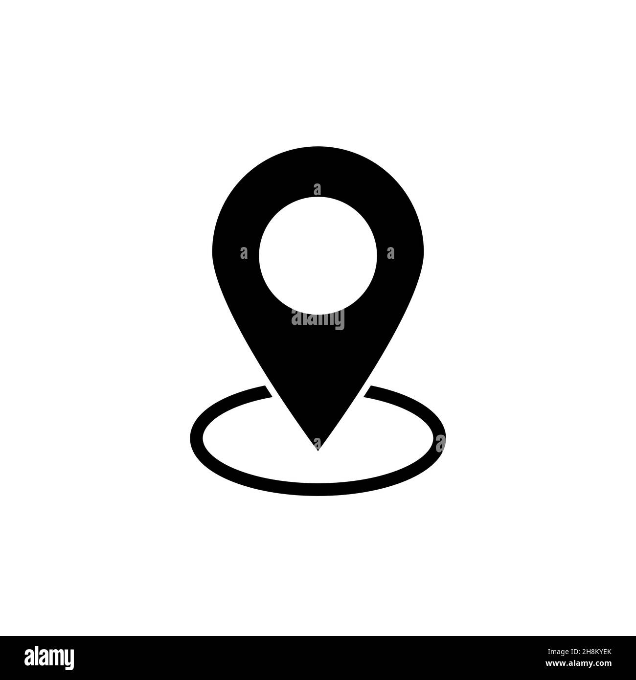 map pins sign location icon with ellipse in flat simple style. Black ...