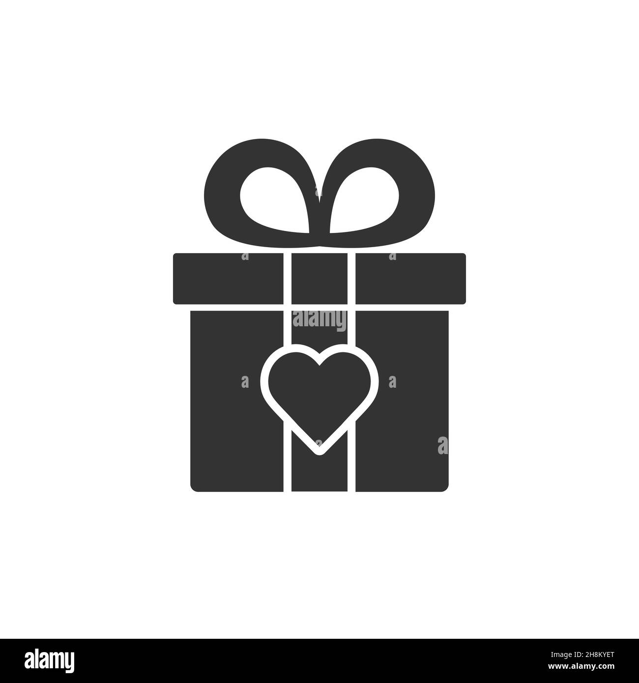 Gift box with heart icon vector isolated on white background Stock ...