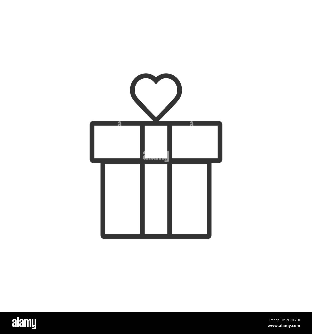 Gift box with heart icon vector isolated on white background Stock ...