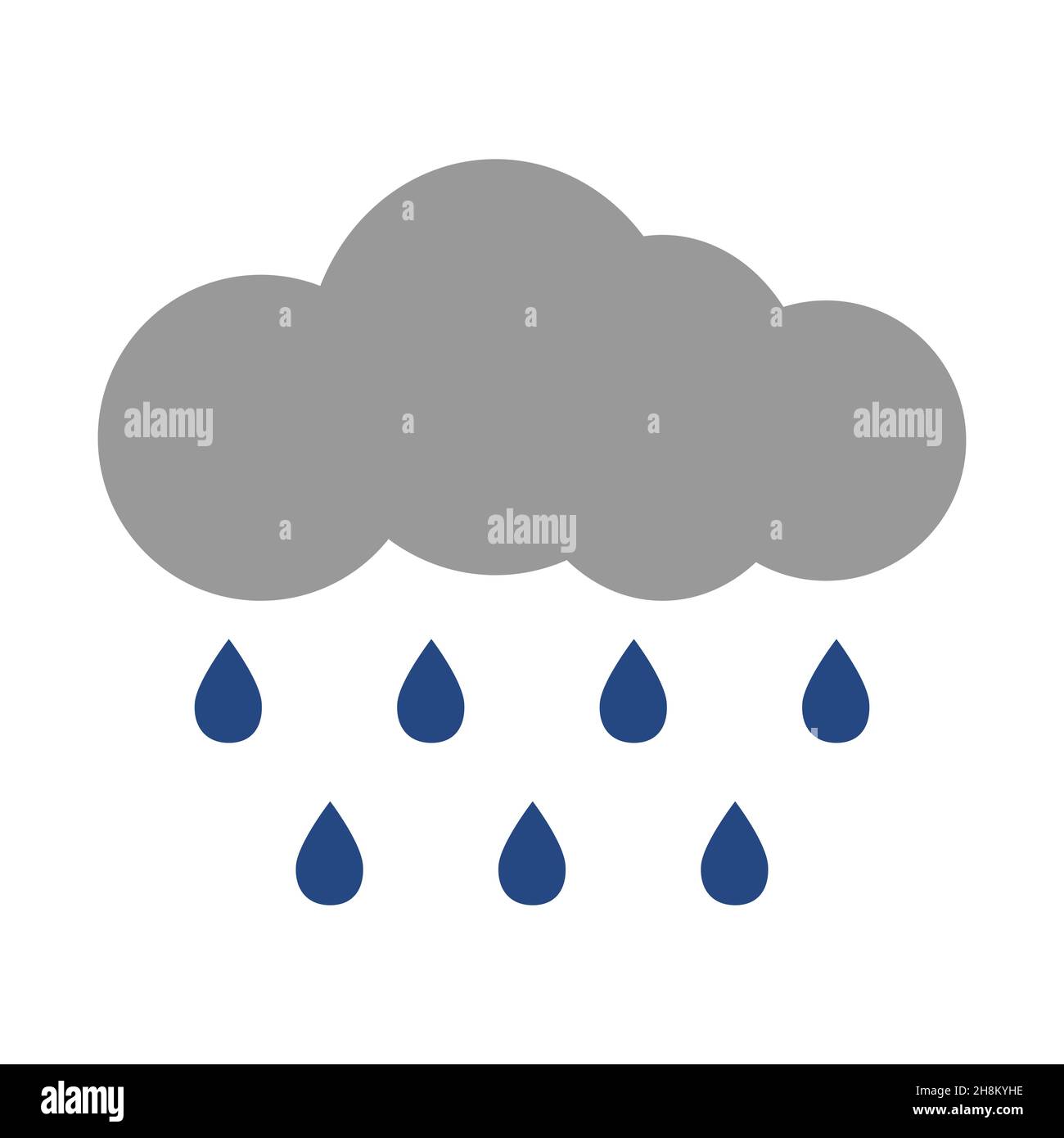 Gray cloud with rain. Vector icon isolated on white background Stock ...