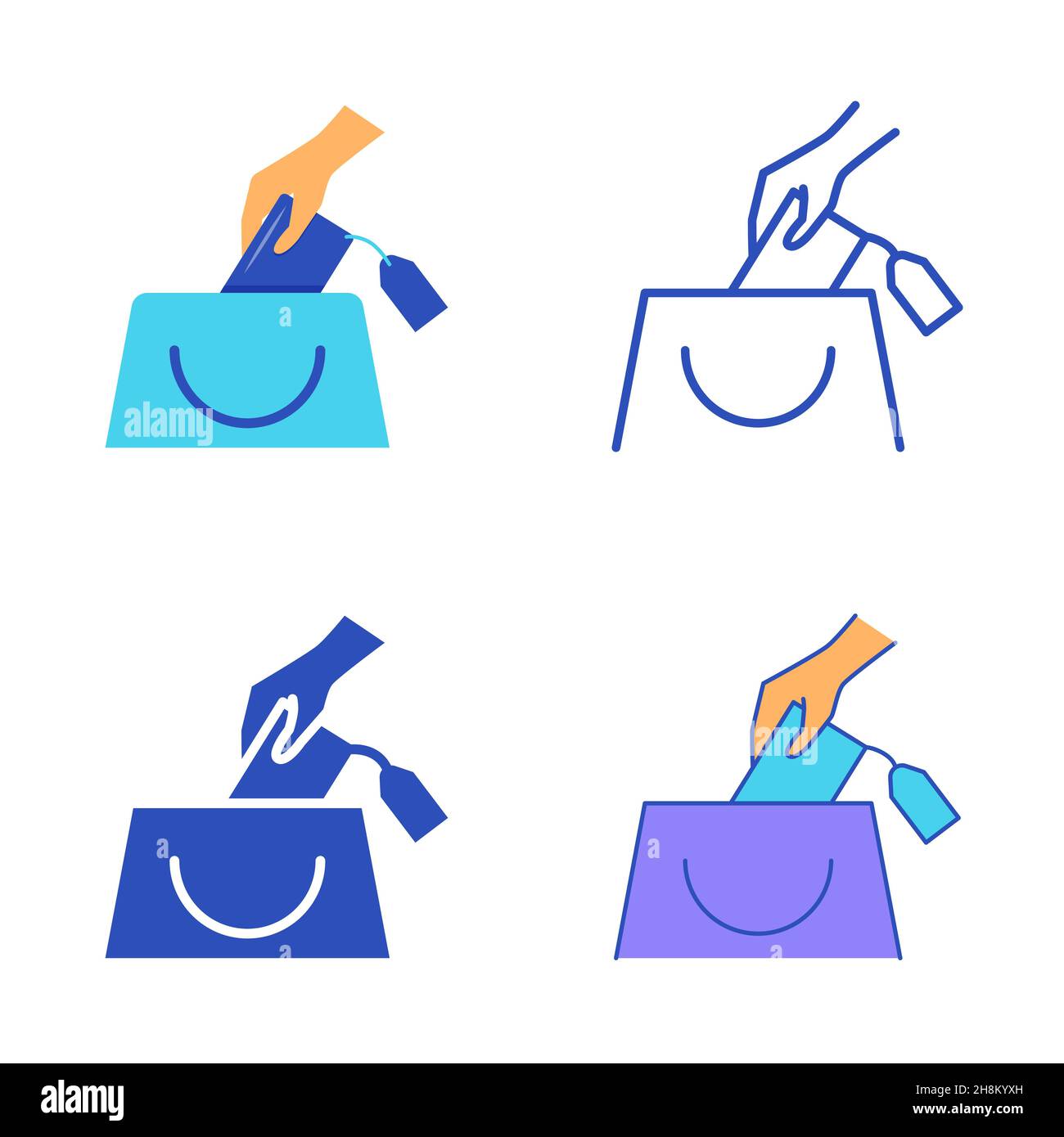 Kleptomania icon set in flat and line style. Mental disorder ...