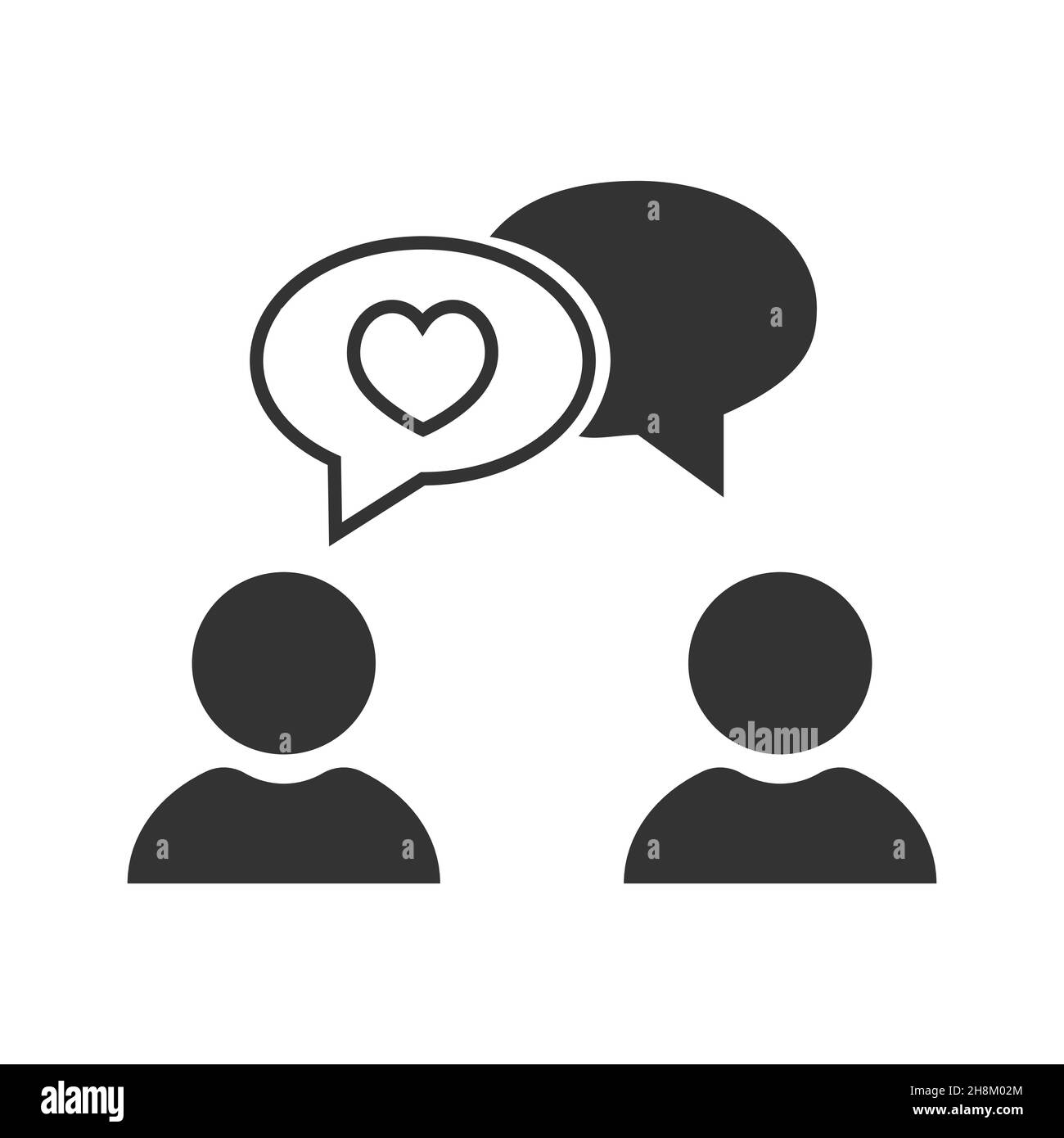 people talking with speech bubble sign with hearts signs. Vector ...
