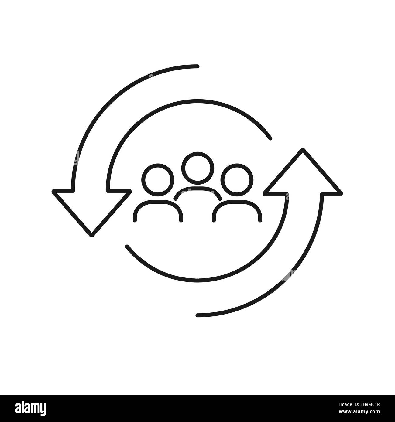 Personnel change line icon. People in round cycle symbol. Human ... Personnel change line icon. People in round cycle symbol. Human ...