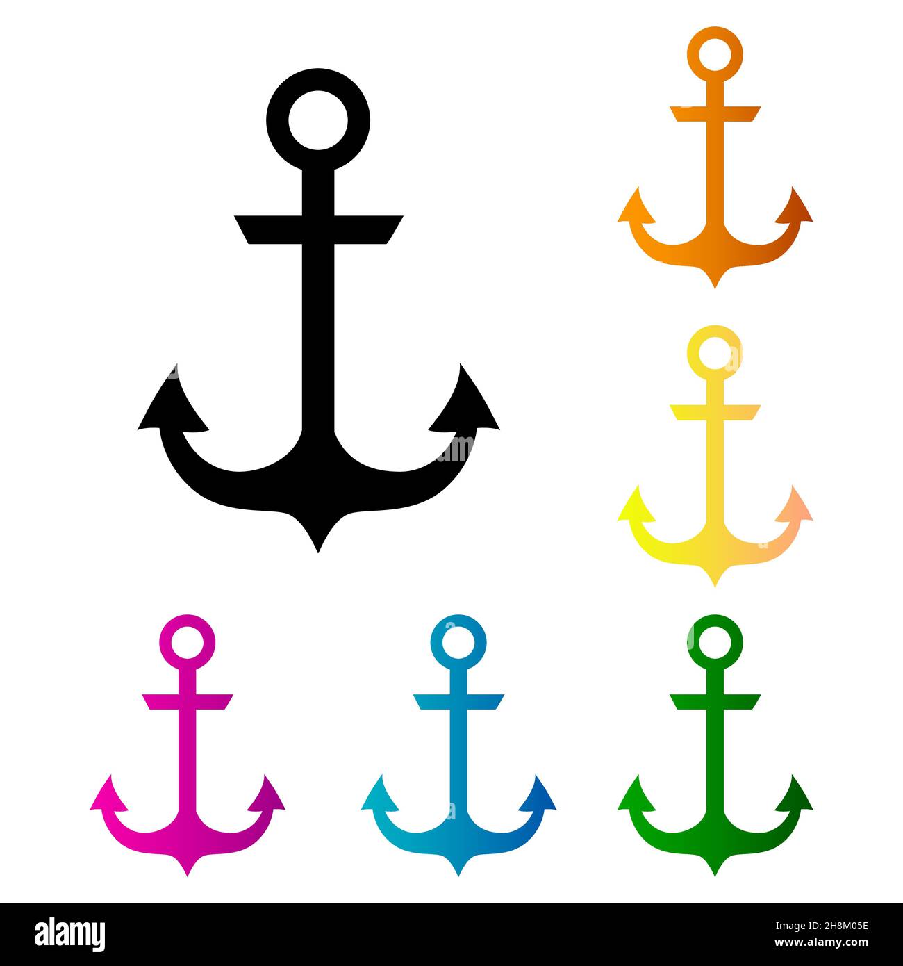 Anchors icon set, pirate or sea icon, vector colored illustration Stock ...