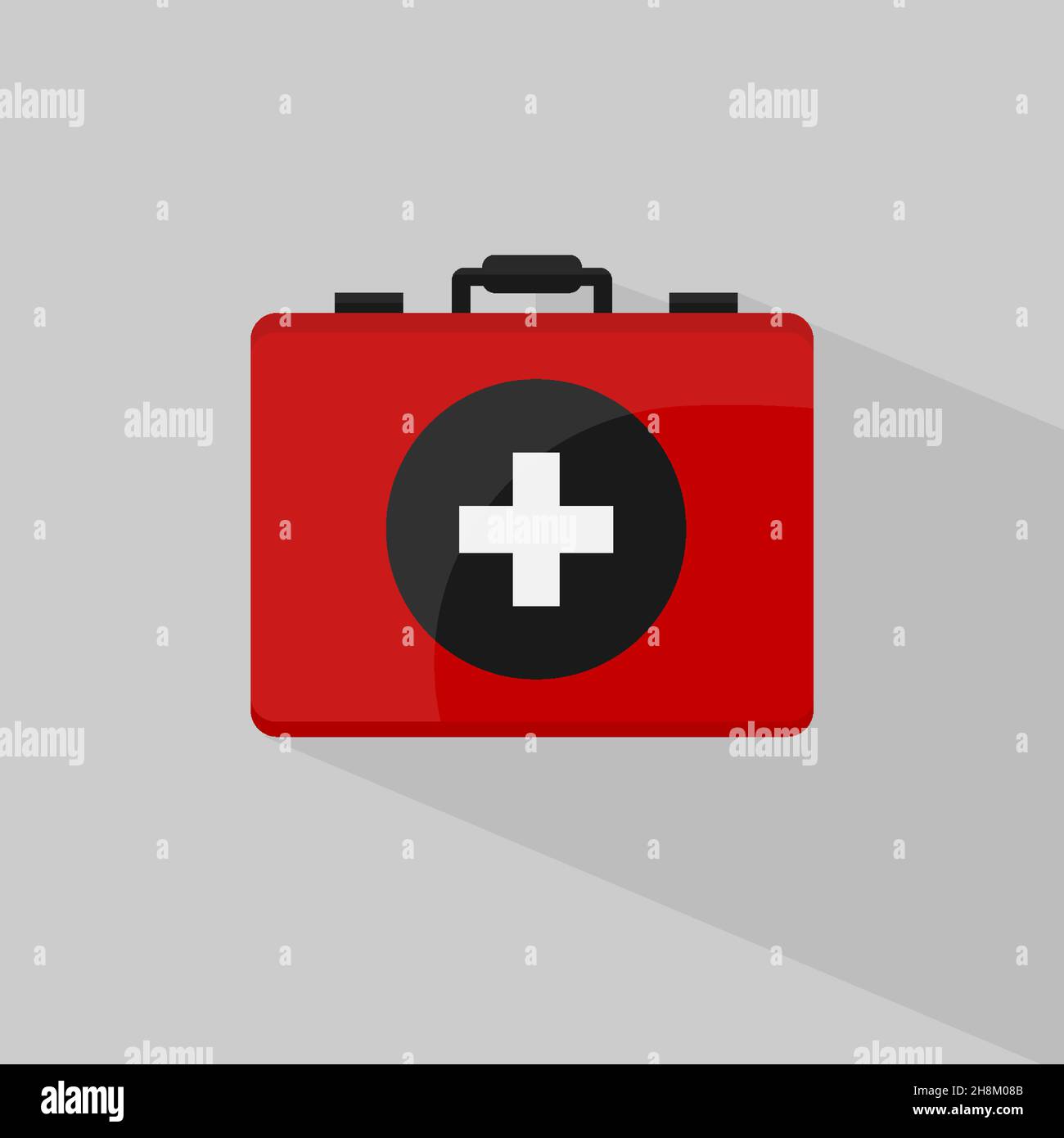 red first aid box vector illustration fllat design with a long shadow ...