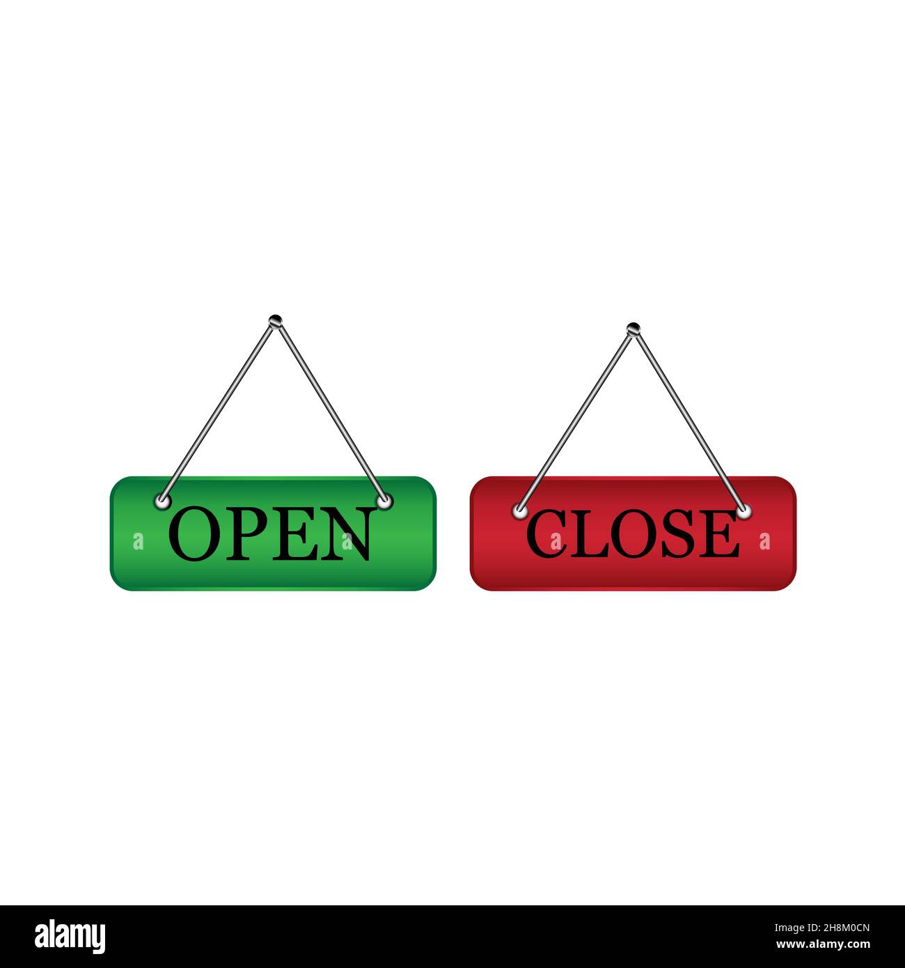 close and open rectangular signs, green color and red color Stock ...