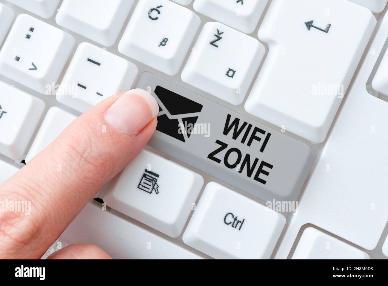 Hand writing sign Wifi Zone. Business overview provide wireless ...