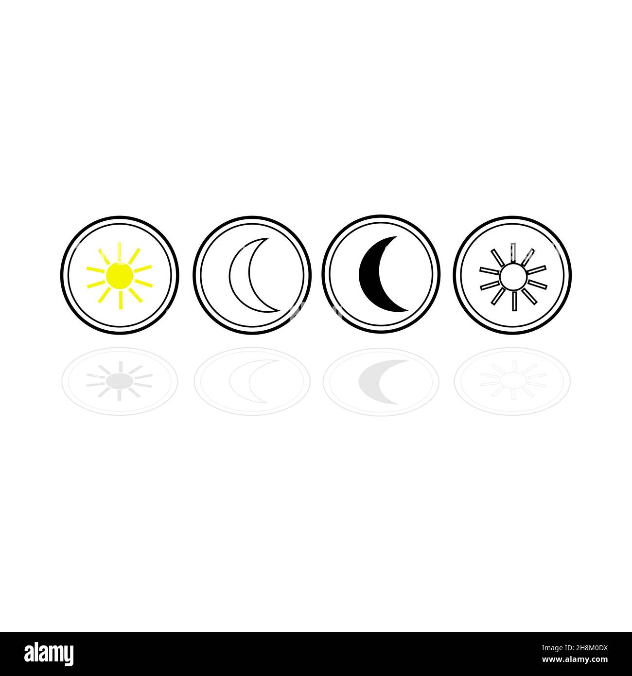 Sun and moon flat icons. Vector logo for web design Stock Vector Image ...