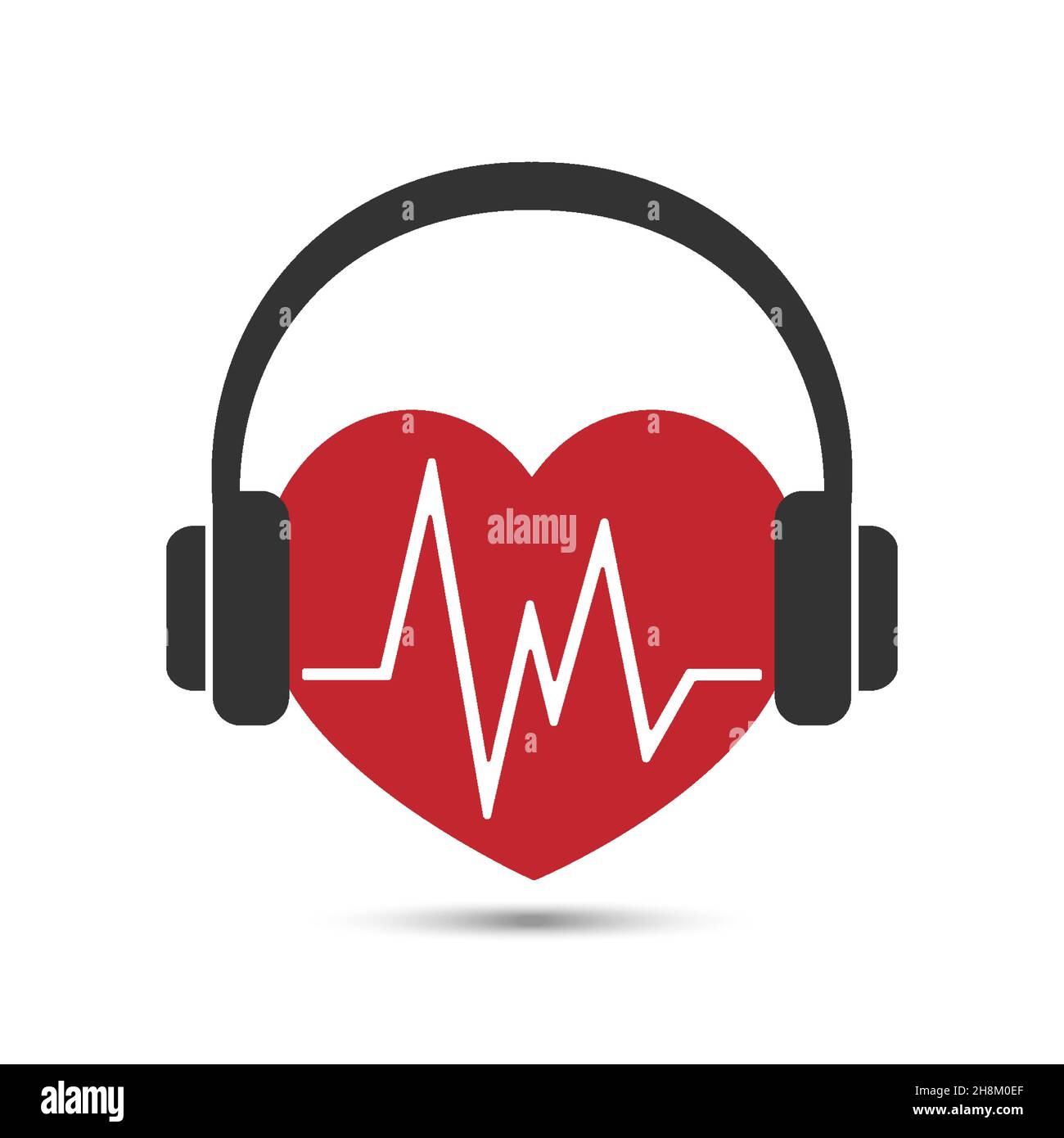 Heart with pulse in headphones, Healthy heart and music, vector design ...