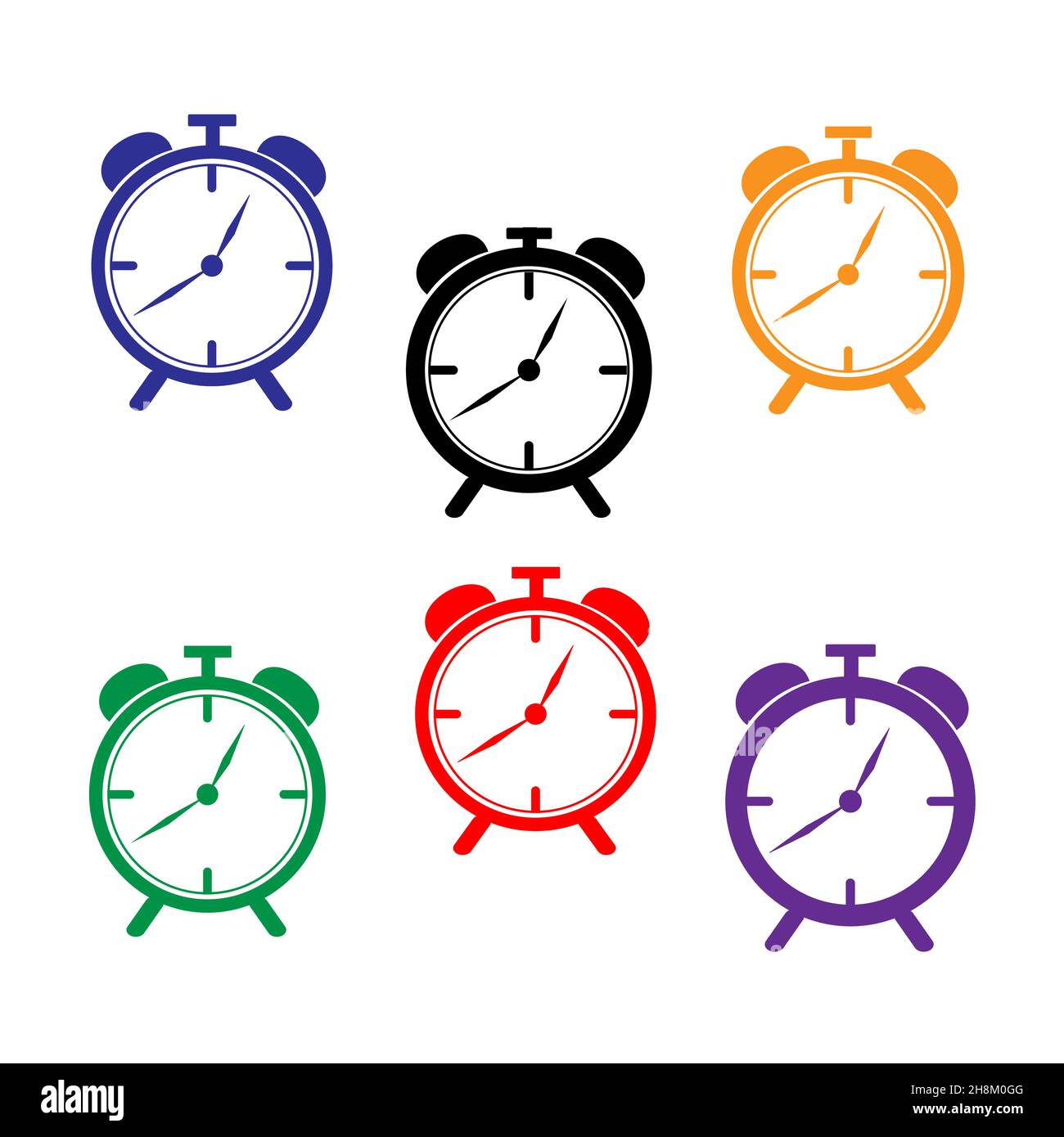 Set of multi-colored alarm clocks, flat design Stock Vector Image & Art ...