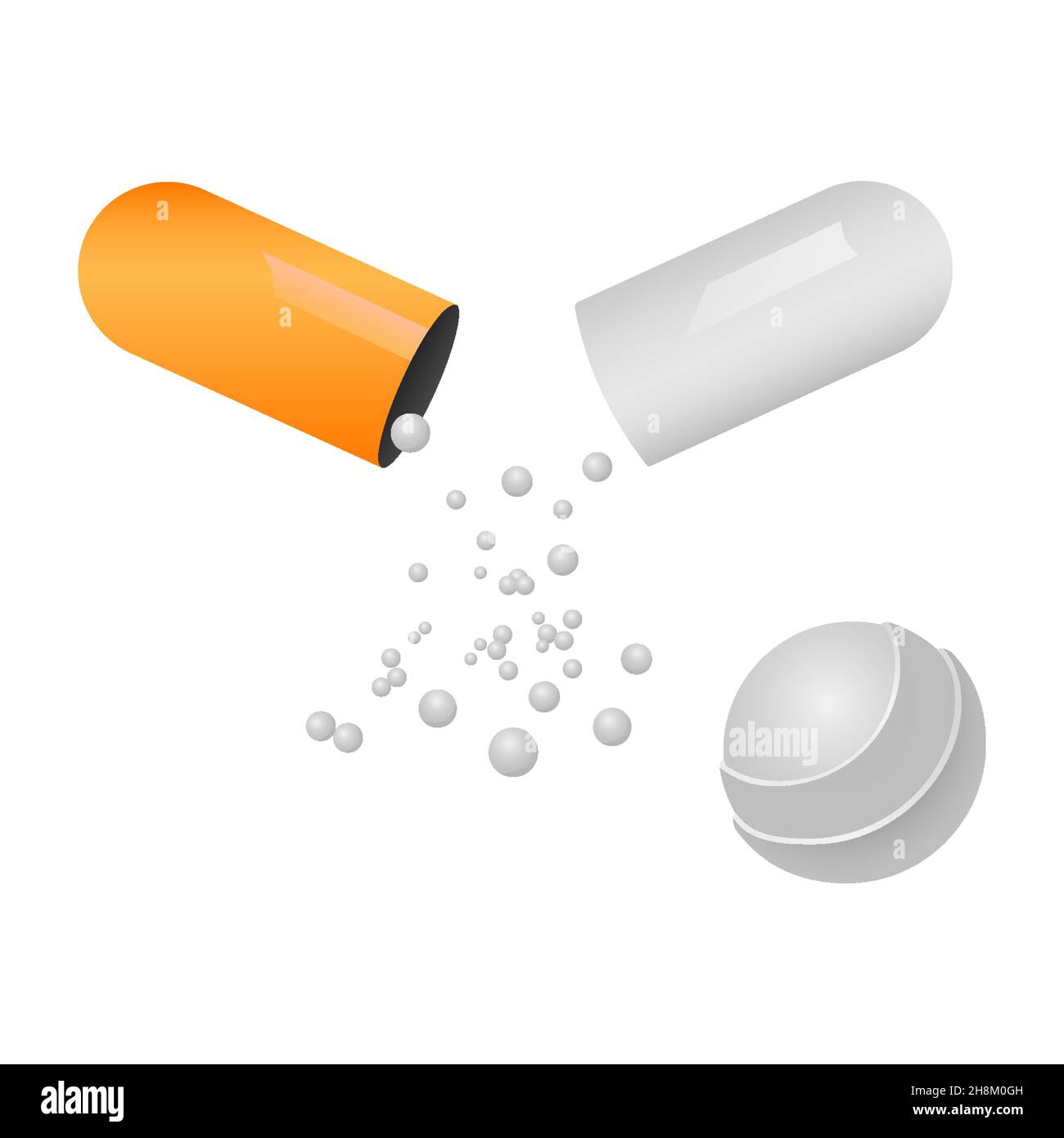 Vector open medical capsule flat design on awhite backgraund Stock ...