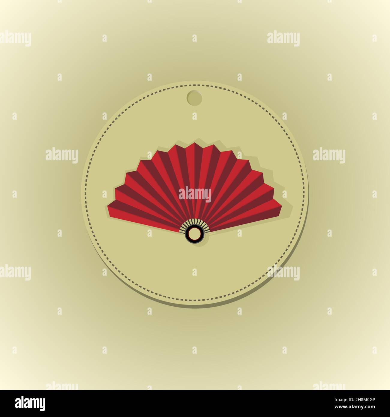 Red female fan on vintage background, vector image Stock Vector Image ...